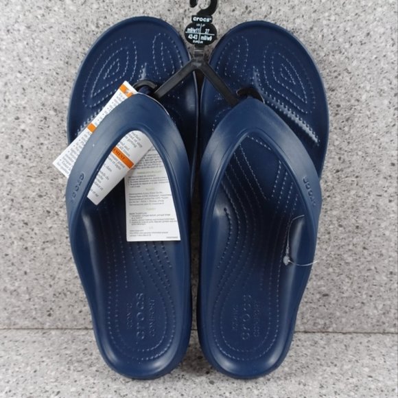 CROCS | Shoes | Crocs Navy Blue Flip Flop Sandals Shoes | Poshmark
